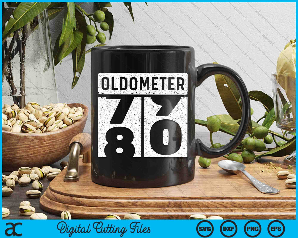 Oldometer Odometer Funny 80th Birthday SVG PNG Digital Printable Files ...