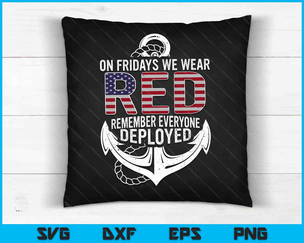 On Fridays We Wear Red Friday Navy Gift Distressed SVG Cutting Files ...