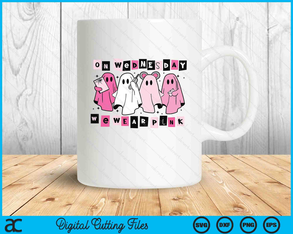 On Wednesday We Wear Cute Pink Ghost Halloween SVG PNG Cutting Files ...