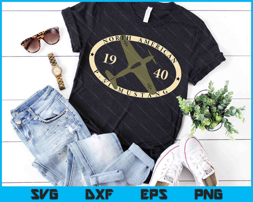 P-51 Mustang Vintage WWII Warbird Airplane SVG PNG Cutting Files ...