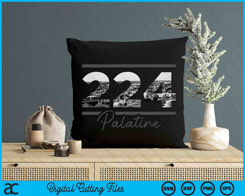 Palatine 224 Area Code Skyline Illinois Vintage SVG PNG Cutting Files ...