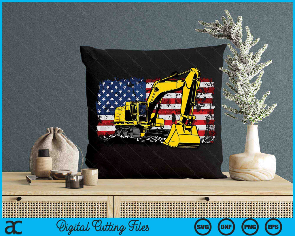 Patriotic Construction Worker Excavator Operator SVG PNG Cutting Files ...