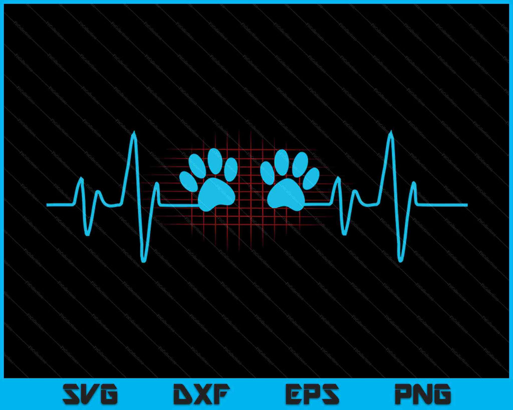 Paw Print Heartbeat EKG Veterinary Veterinarian Gift SVG Cutting Files ...