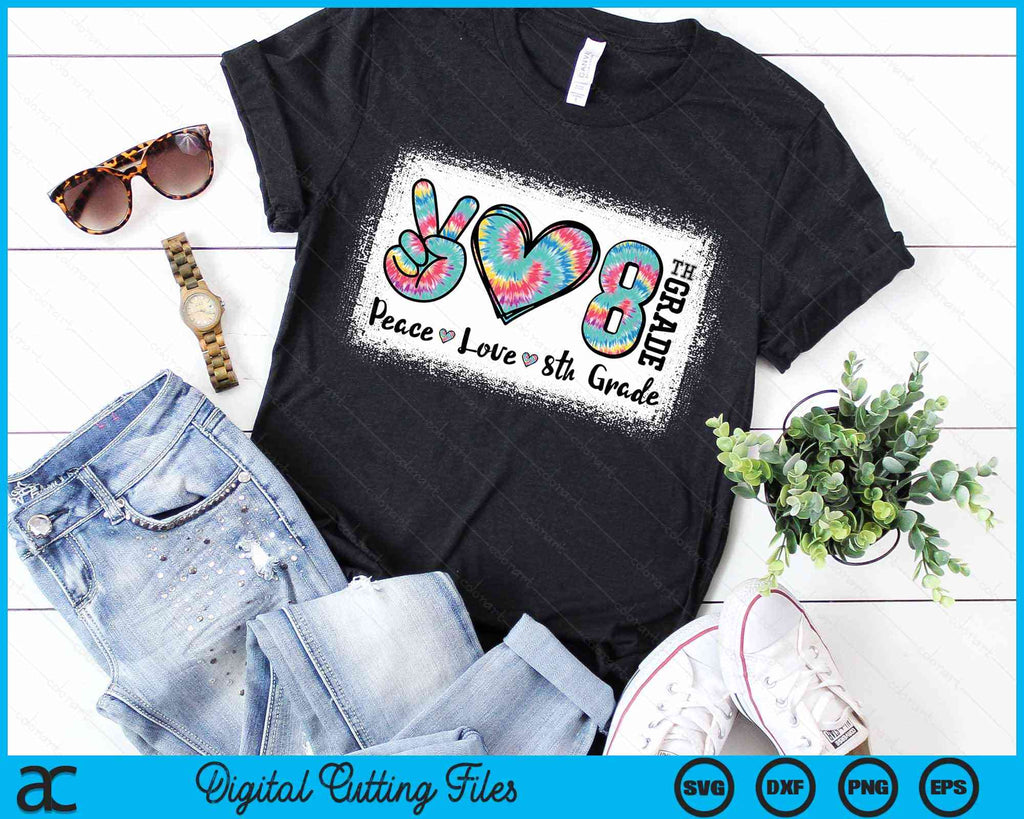 Peace Love 8th Grade Girls Teacher Back To School SVG PNG File ...