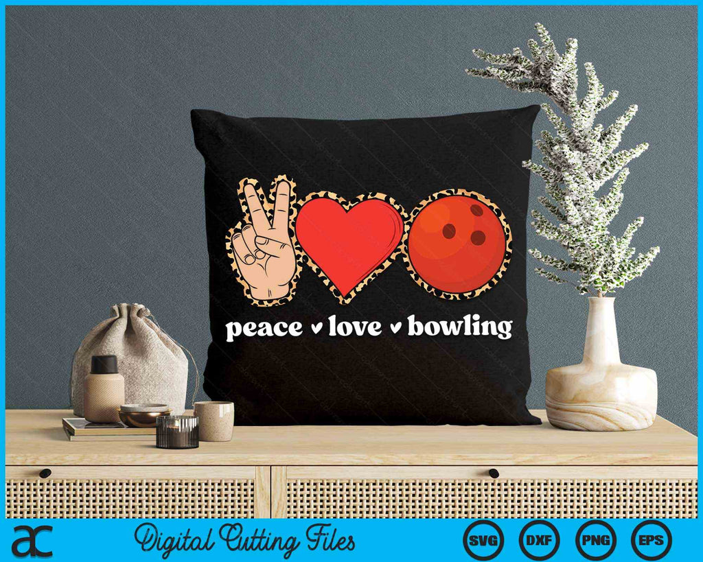 Peace Love Bowling Cute Bowling Lover Leopard Print SVG Cutting Files ...