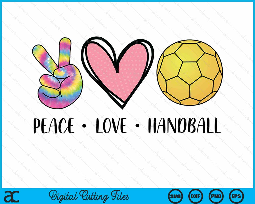 Peace Love Handball Heart For Women Teens Tween Girls SVG PNG File ...