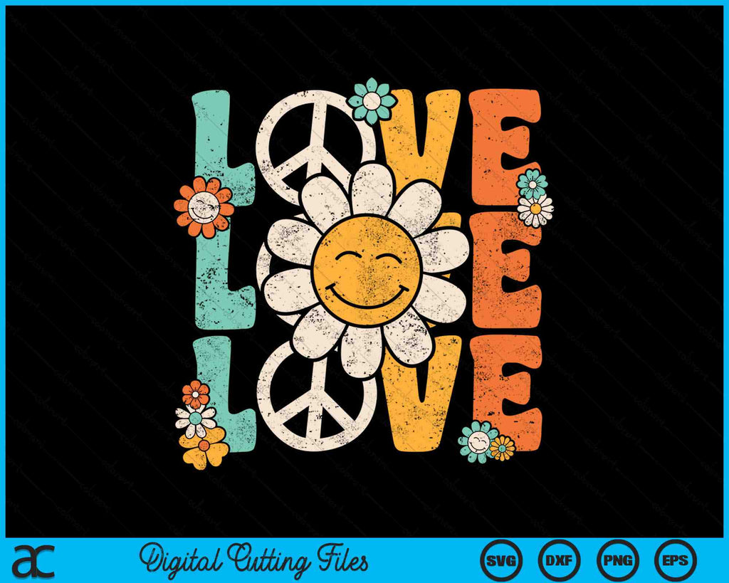 Peace Sign Love 60s 70s 80s Costume Groovy SVG Digital Cutting Files ...