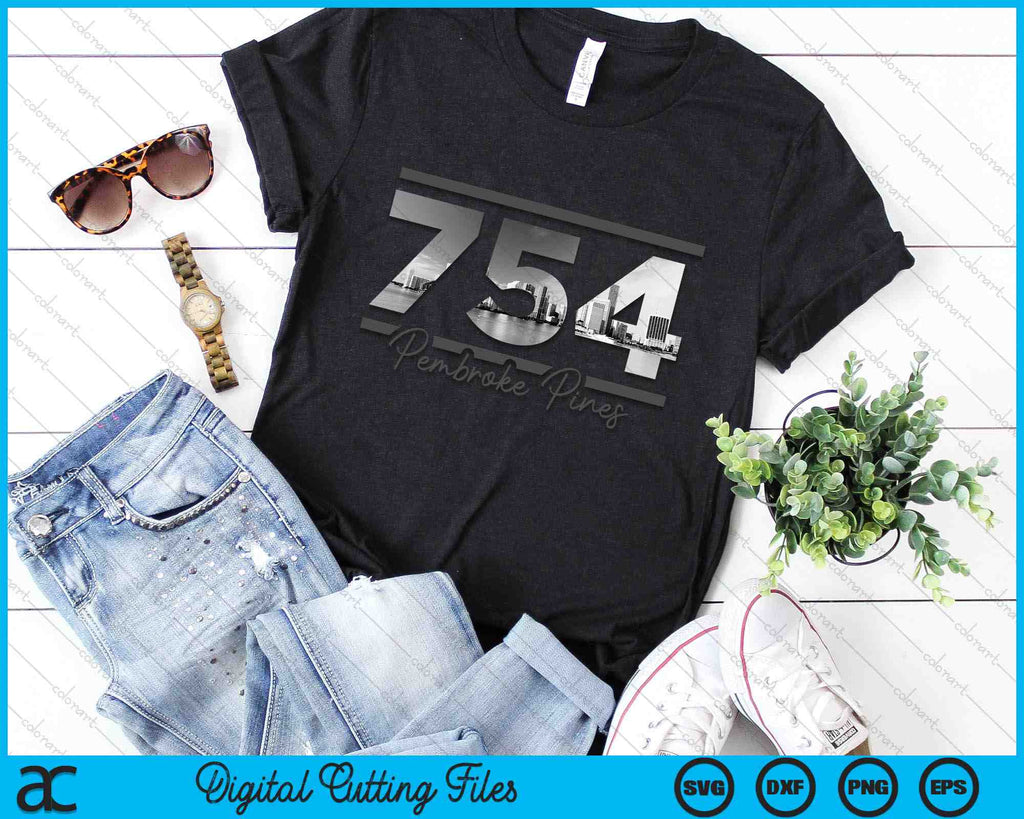 Pembroke Pines 754 Area Code Skyline Florida Vintage SVG Cutting Files ...