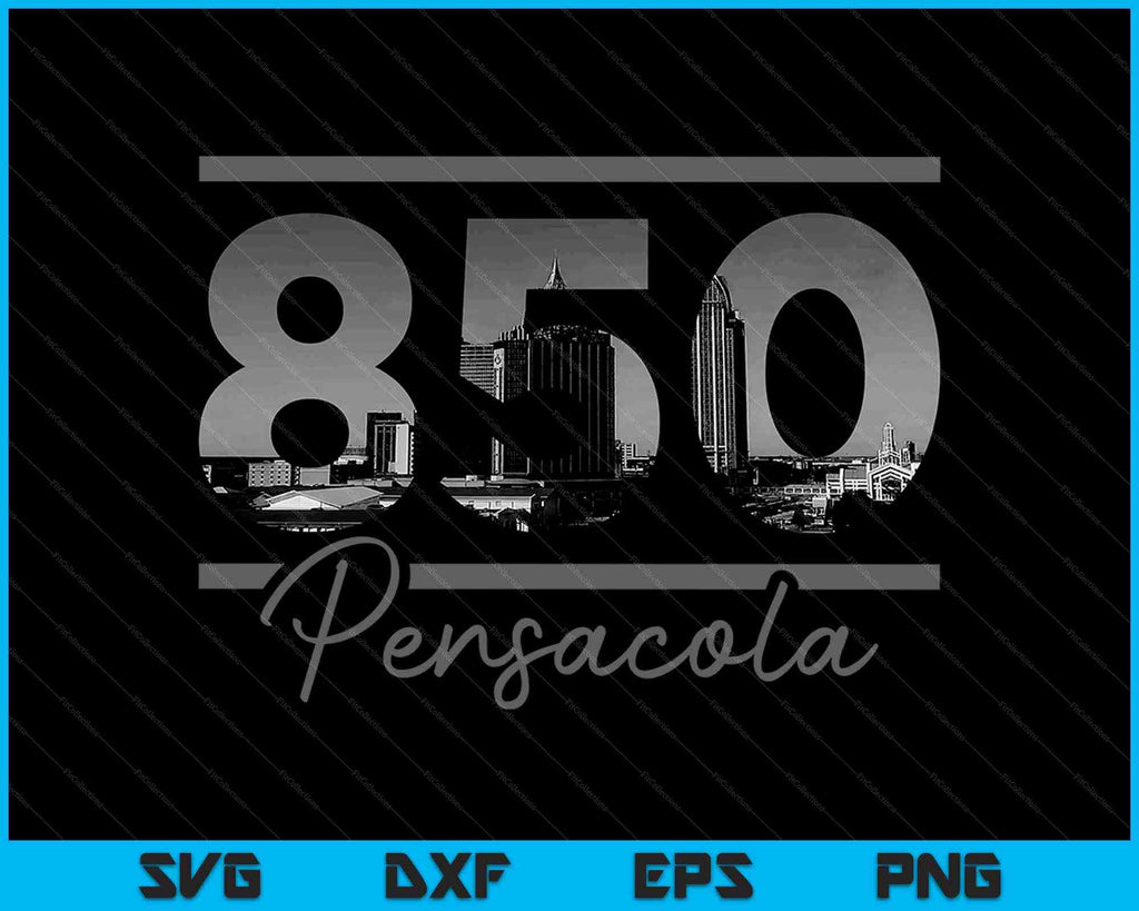Pensacola 850 Area Code Skyline Florida Vintage SVG PNG Cutting Files ...