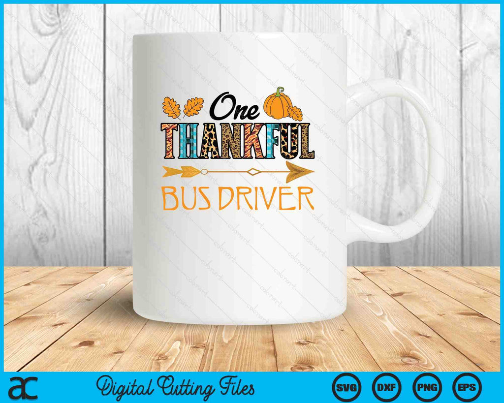 Plaid Leopard One Thankful Bus Driver Thanksgiving Fall SVG PNG Files ...