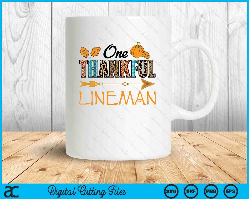 Plaid Leopard One Thankful Lineman Thanksgiving Fall SVG PNG Files ...