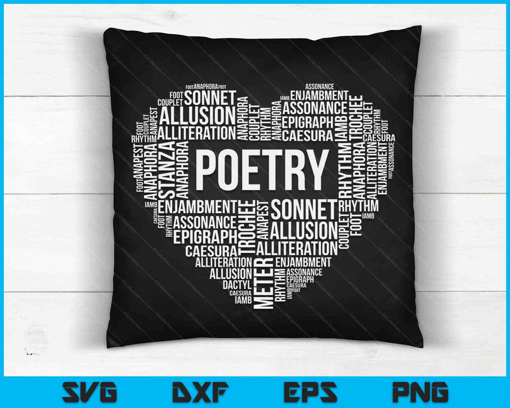 Poetry Heart Lover Gift Poet Writing Poem Writer Gifts SVG PNG Files ...