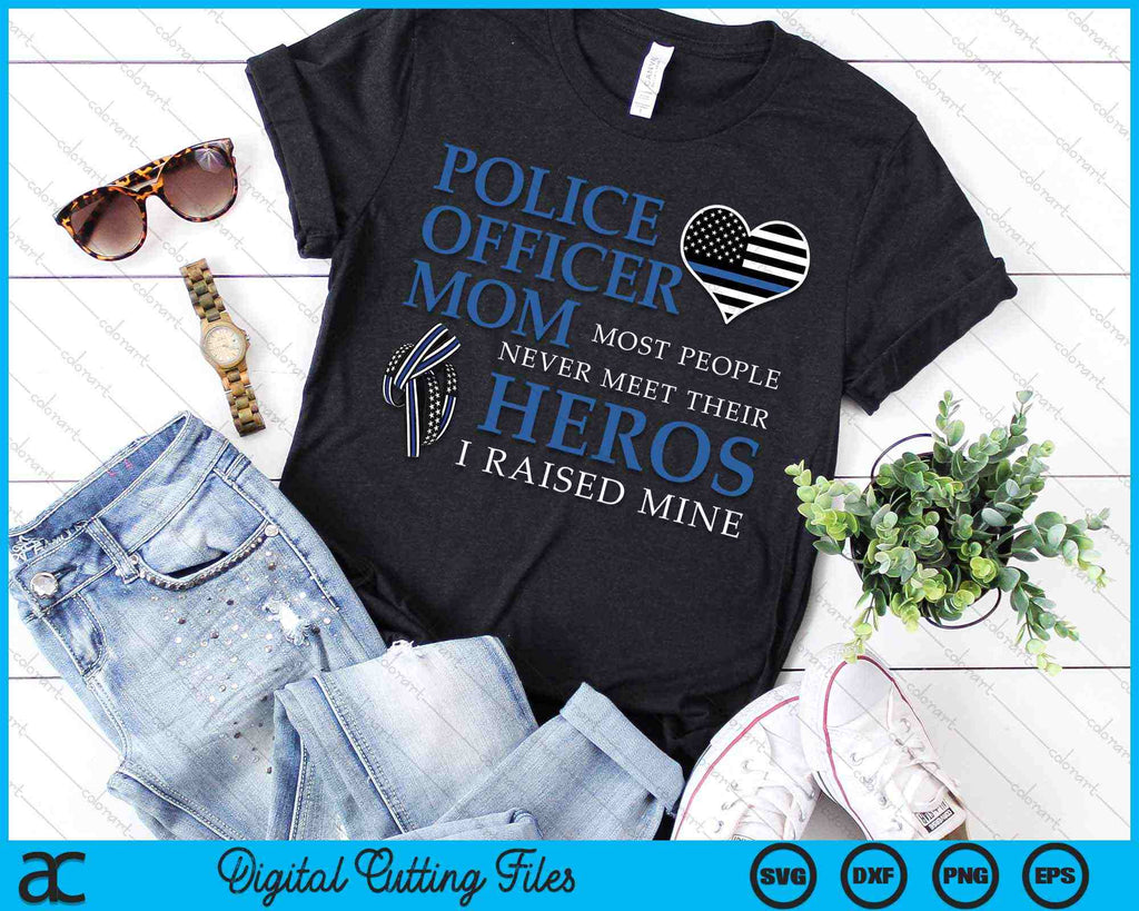 Police Officer Mom Thin Blue Line Family SVG PNG Cutting Files ...
