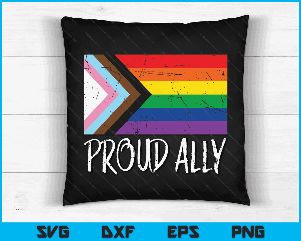 Proud Ally Pride Month LGBTQ Black Pride Flag SVG PNG Cutting Files ...