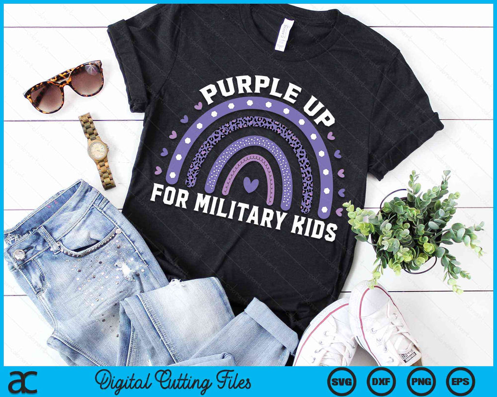 Purple Up For Military Kids Rainbow Military Child Month SVG PNG Files ...