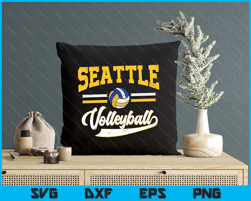 Retro Game Day Vintage Seattle Volleyball SVG Digital Cutting Files ...