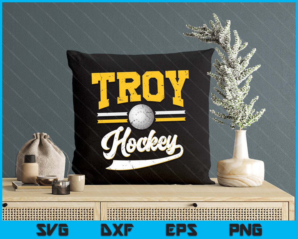Retro Game Day Vintage Troy Hockey SVG PNG Digital Cutting Files ...