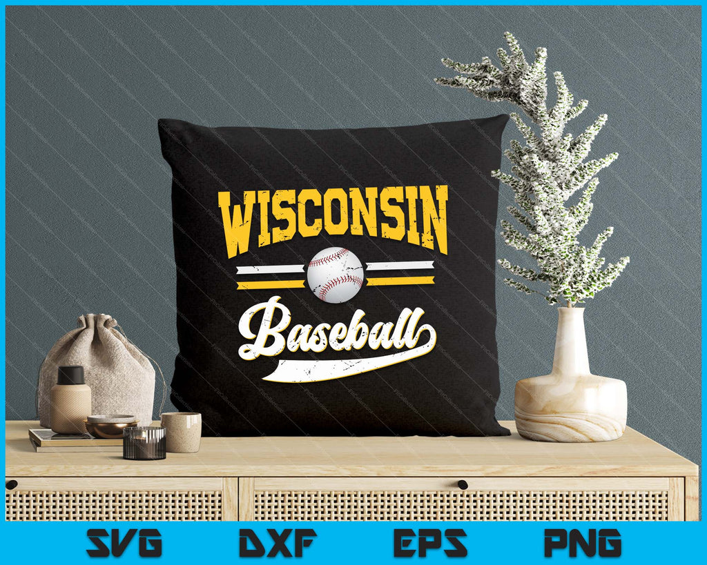 Retro Game Day Vintage Wisconsin Baseball SVG PNG Cutting Files ...