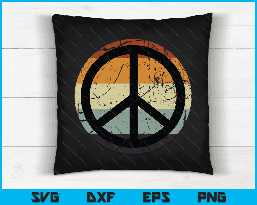 Retro Vintage Distressed Design Peace Sign SVG Digital Printable Files ...