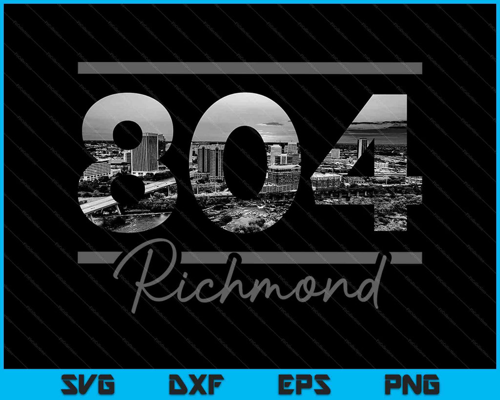 Richmond 804 Area Code Skyline Virginia Vintage SVG PNG Files ...