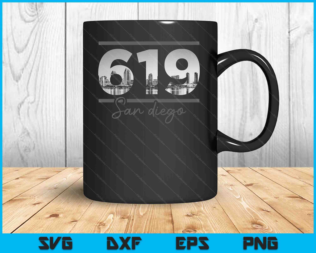 San Diego 619 Area Code Skyline California Vintage SVG PNG Files ...
