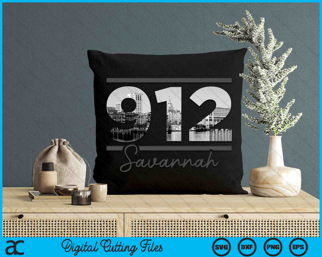 Savannah 912 Area Code Skyline Georgia Vintage SVG PNG Cutting Files ...