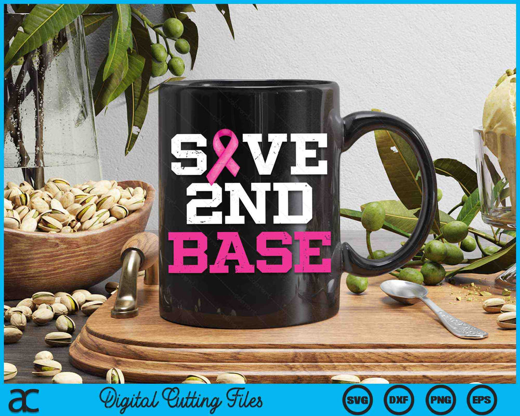 Save 2nd Base Breast Cancer Awareness Month SVG PNG Digital File ...