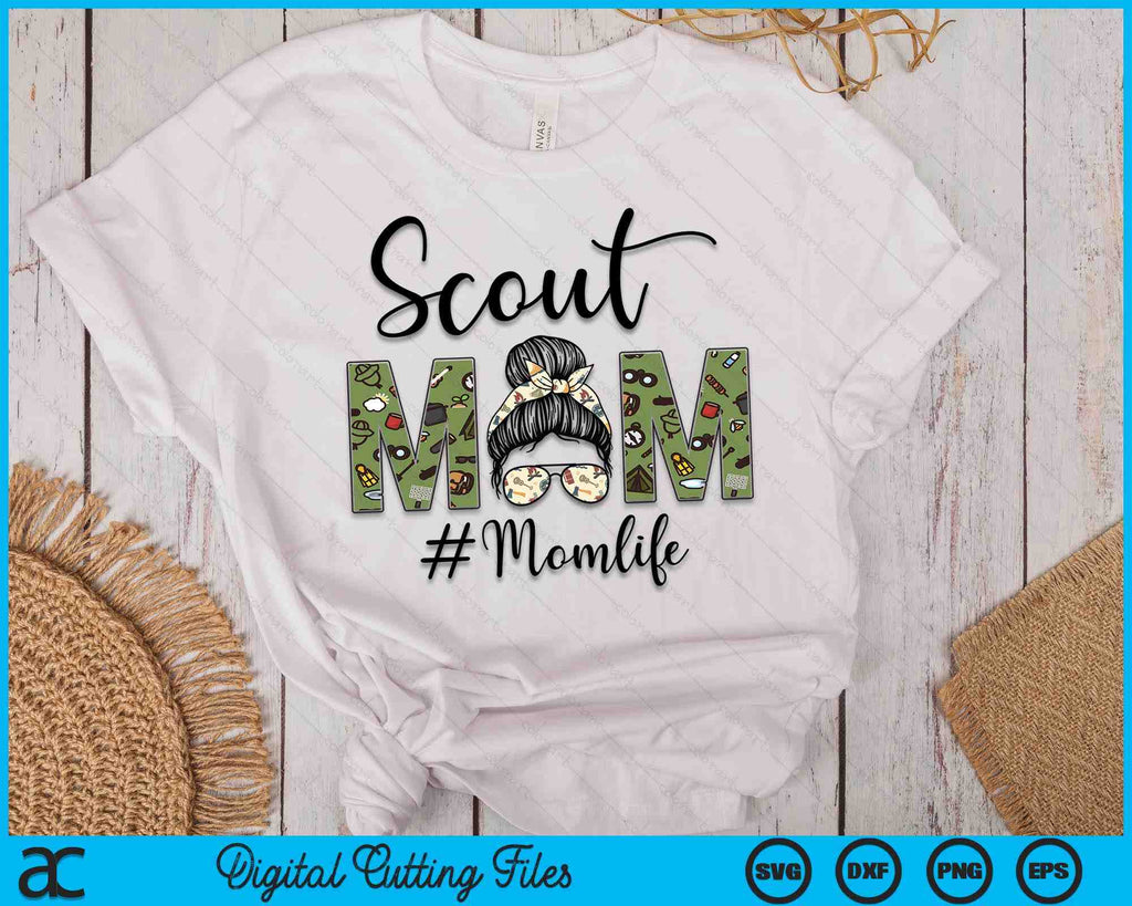 Scouting Scout Mom Life Messy Bun Hair Mother's Day SVG Printable File ...