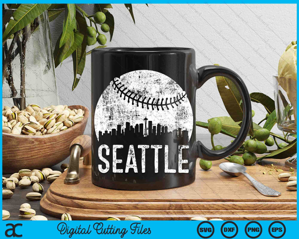 Seattle Skyline Vintage Seattle Baseball SVG PNG Digital Cutting Files ...