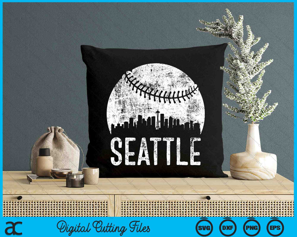 Seattle Skyline Vintage Seattle Baseball SVG PNG Digital Cutting Files ...