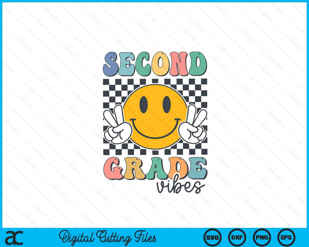 Second Grade Vibes Retro Smile Back To School 2nd Grade SVG PNG Files ...