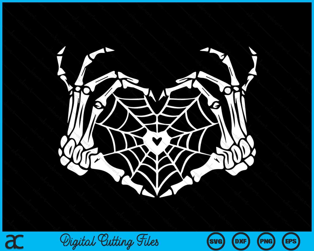Skeleton Hand Heart Spiderweb Halloween Cobweb Party SVG PNG File ...