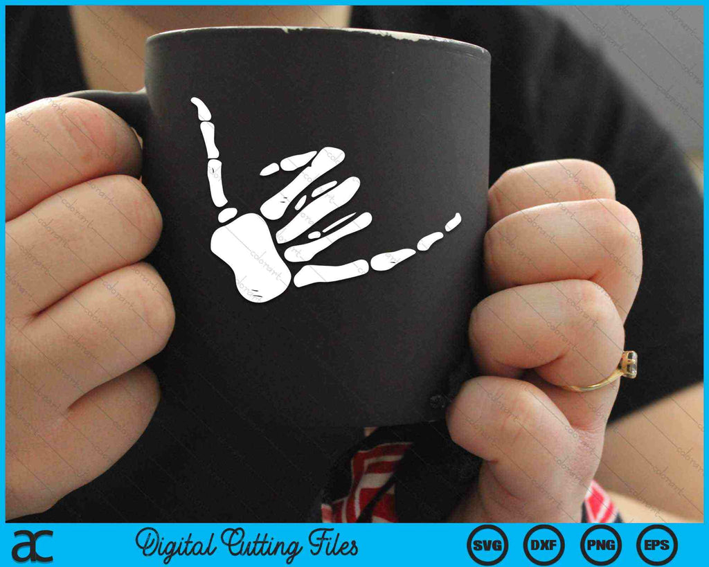 Skeleton Hand Shaka Sign Hang Loose Bones SVG PNG Cutting Files ...