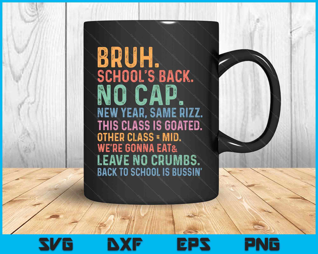 Skibidi Back To School’s Back No Cap Rizz Class Is Goated SVG PNG File ...
