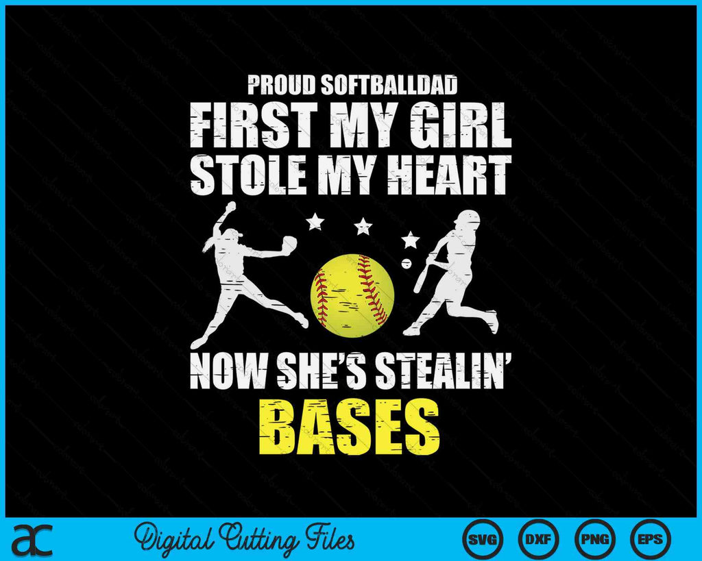 Softball Girl Stole My Heart Stealing Bases SVG PNG Printable Files ...