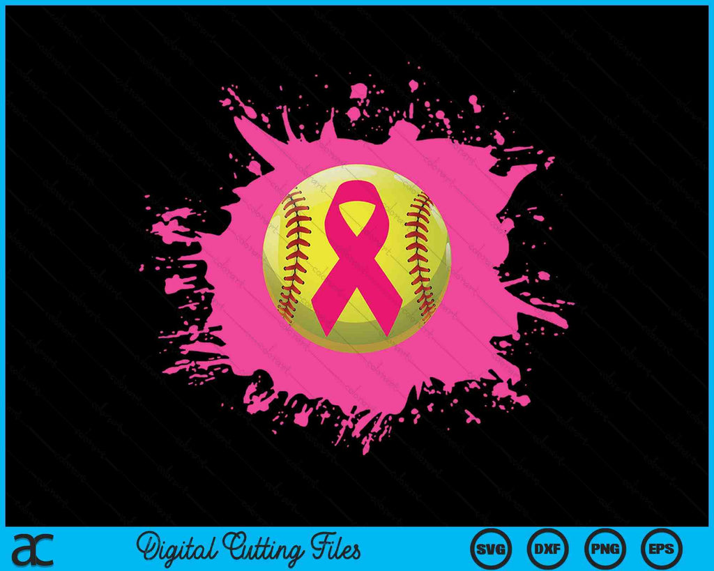 Softball Pink Ribbon Breast Cancer Awareness SVG Digital Cutting Files ...