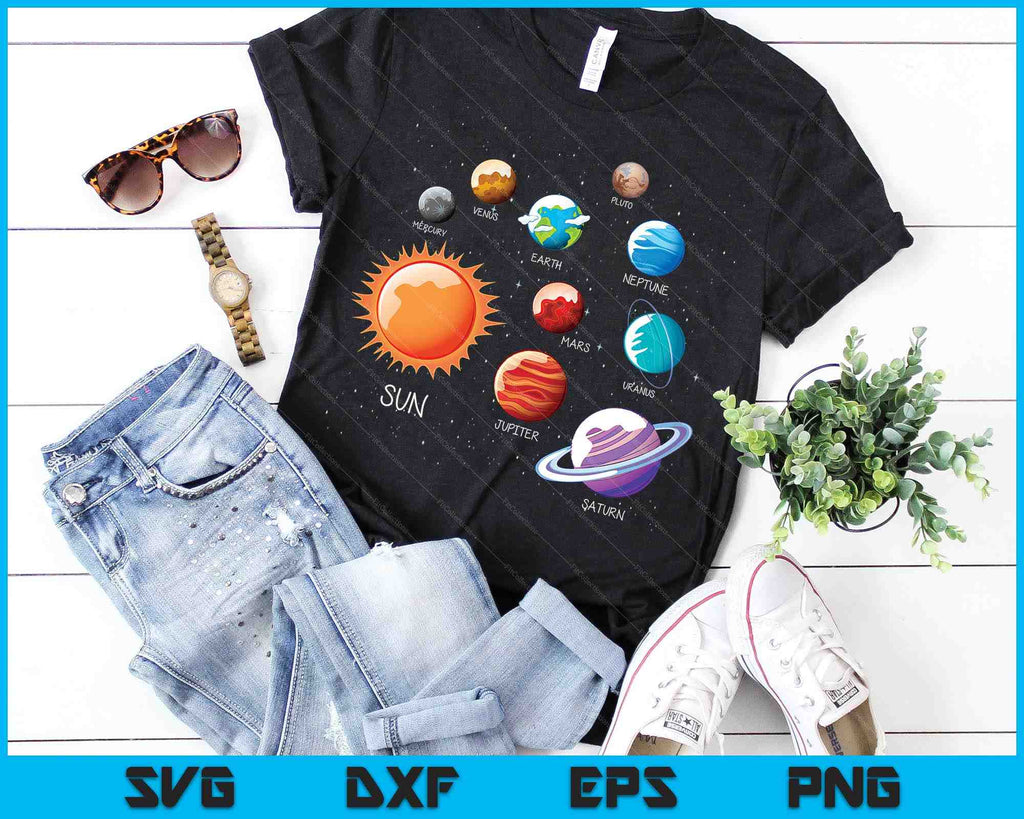 Solar System Shirt Colorful Space Planets Educational Kids SVG Files ...