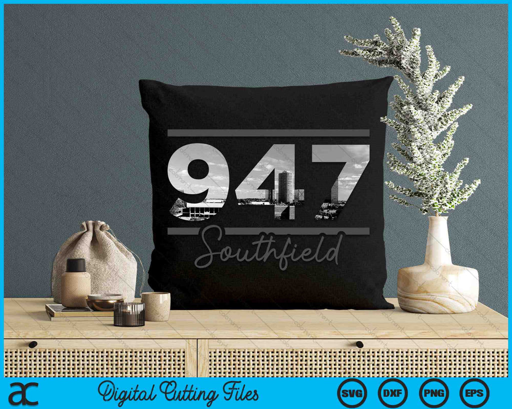 Southfield 947 Area Code Skyline Michigan Vintage SVG Cutting Files ...