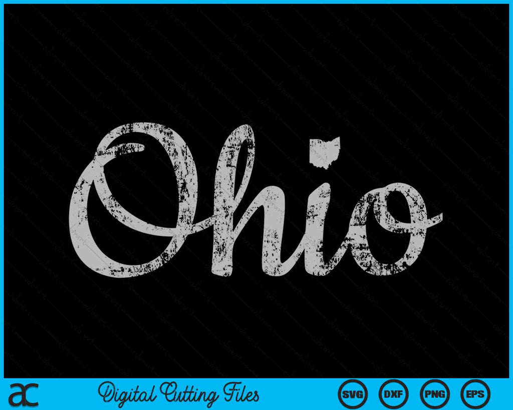 State of Ohio Pride Script Text Distressed Design SVG PNG Files ...