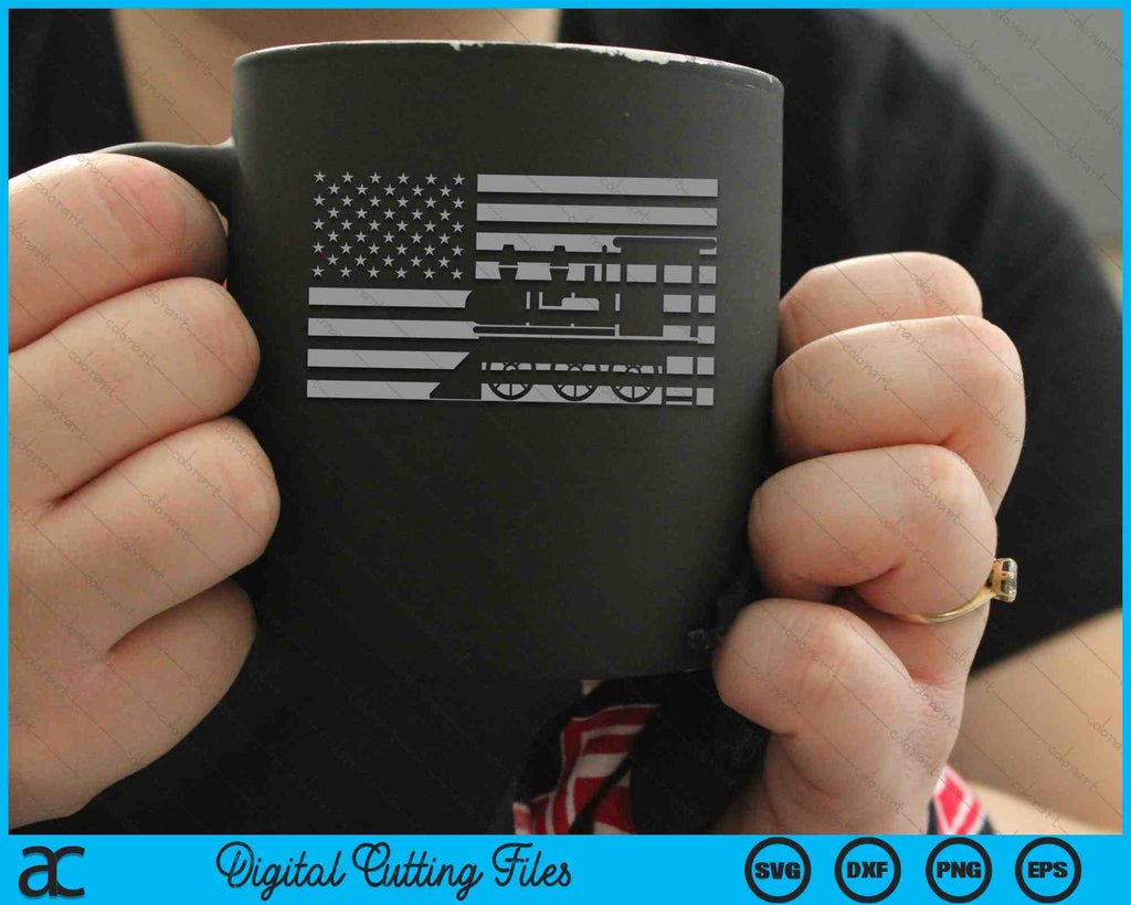 Steam Locomotive With USA Flag SVG PNG Digital Cutting Files ...