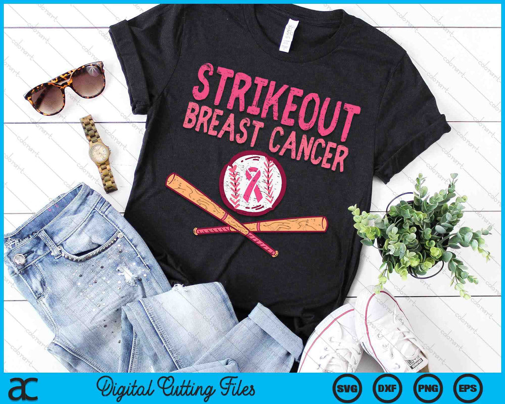 Strike Out Breast Cancer Baseball Fight Awareness SVG PNG Digital File – creativeusarts