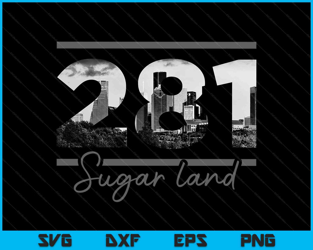 Sugar Land 281Area Code Skyline Texas Vintage SVG PNG Files ...