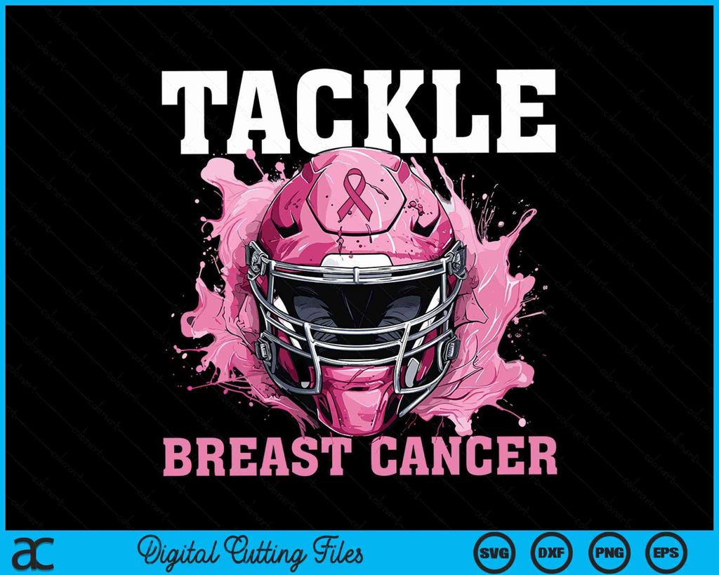 Tackle Football Breast Cancer Awareness Pink Ribbon SVG PNG File ...