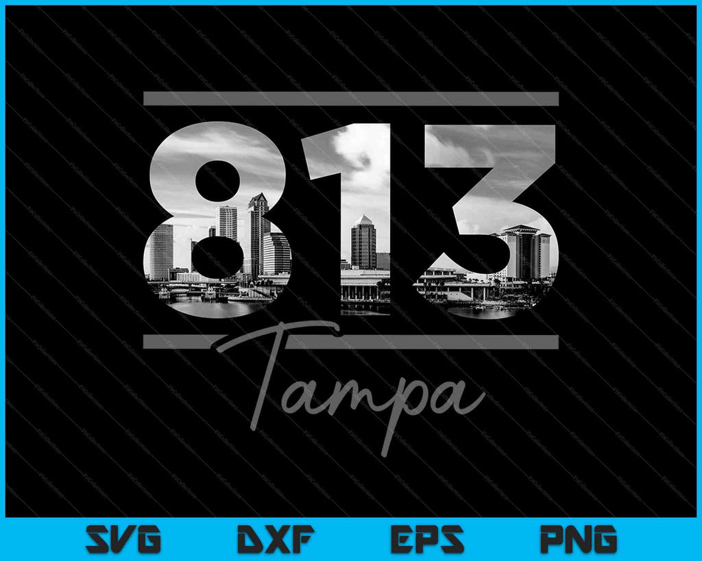 Tampa 813 Area Code Skyline Florida Vintage SVG PNG Files – creativeusarts