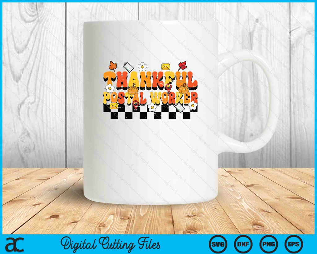 Thankful Postal Worker Retro Groovy Thanksgiving Fall SVG PNG Files ...