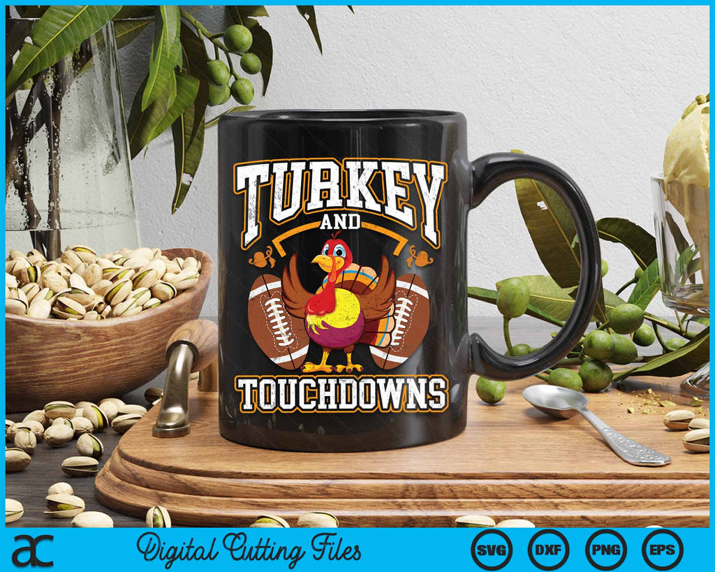 Thanksgiving Turkey And Touchdowns Football SVG PNG Digital File ...