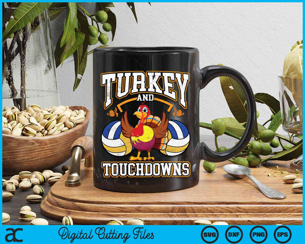 Thanksgiving Turkey And Touchdowns Volleyball SVG PNG Cutting Files ...