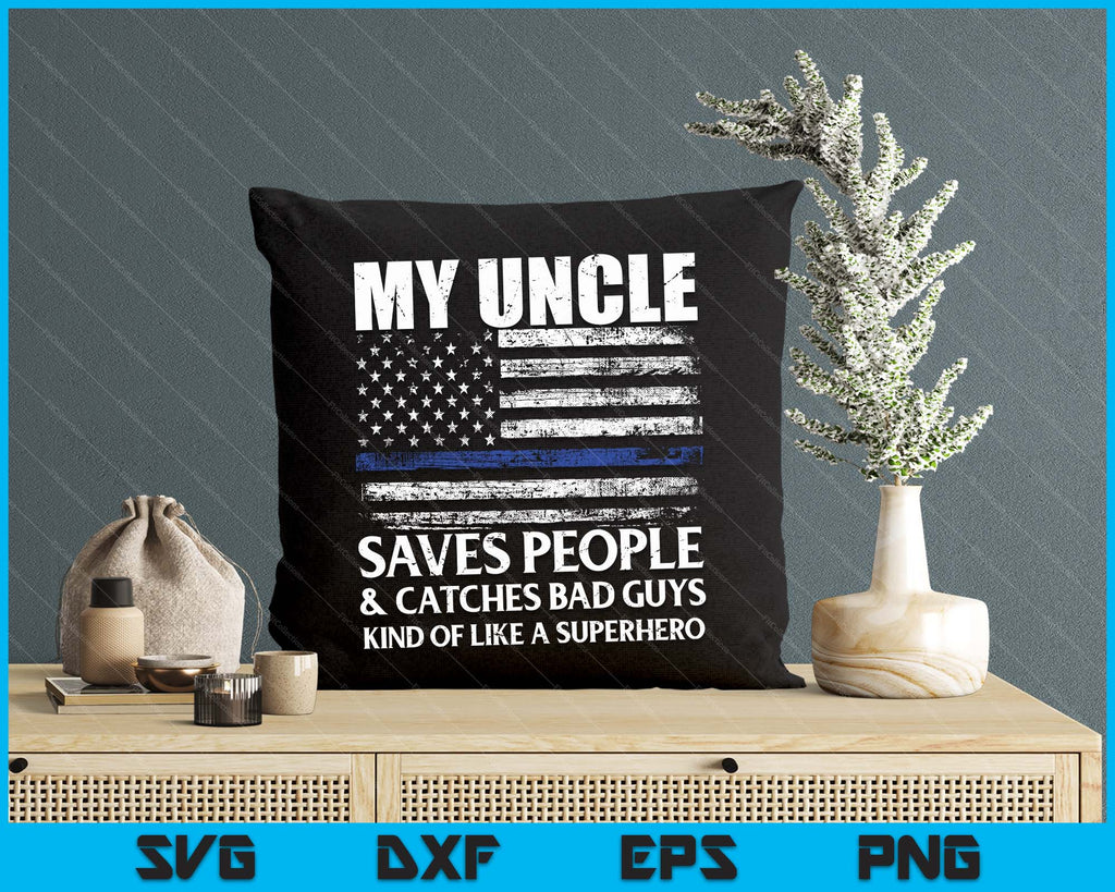 Thin Blue Line Police Officer Uncle SVG PNG Digital Cutting Files ...