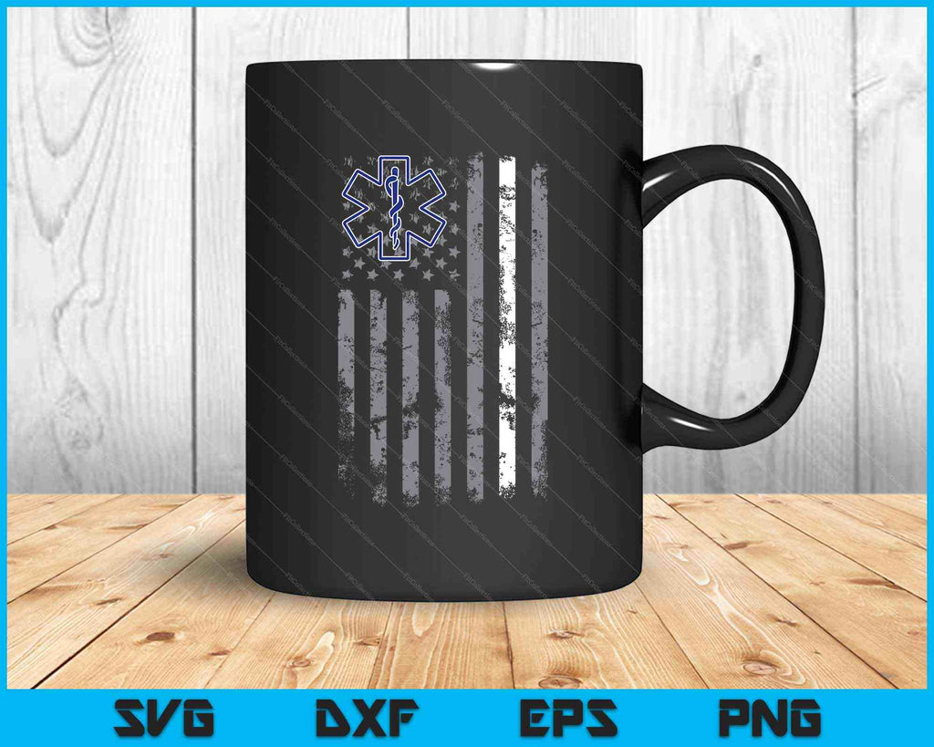Thin White Line EMS EMT Paramedic American Flag SVG PNG Files ...