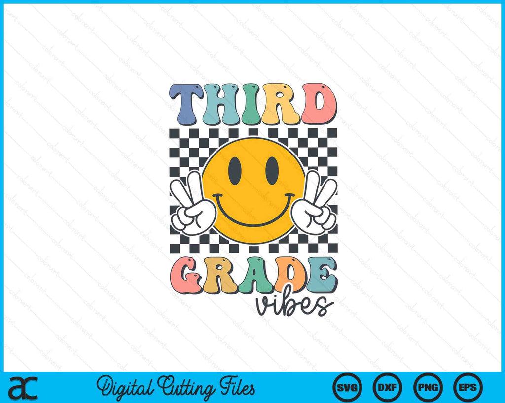 Third Grade Vibes Retro Smile Back To School 3rd Grade SVG PNG Files ...